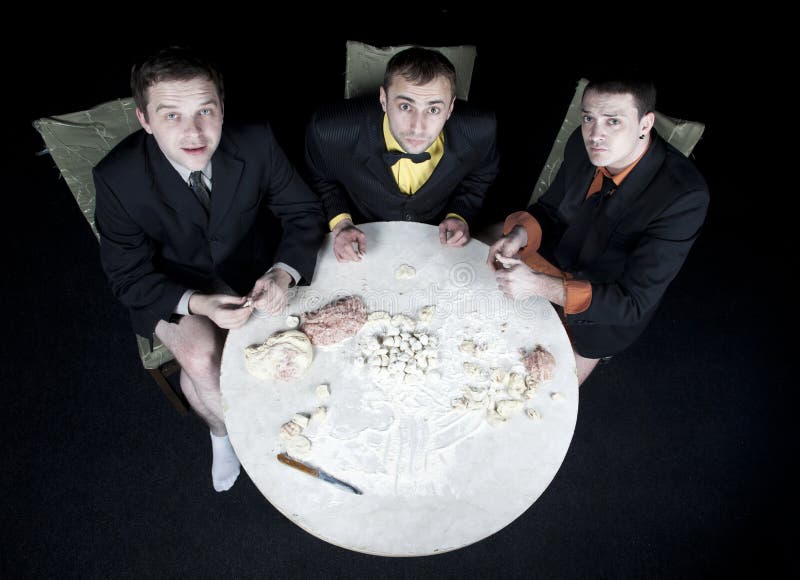 Three men stock image. Image of cook, restaurant, dough - 18418887