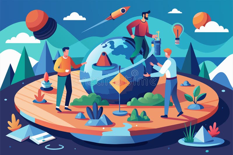 Three Men Actively Engage in Exploring a Vibrant Flat World, Featuring ...