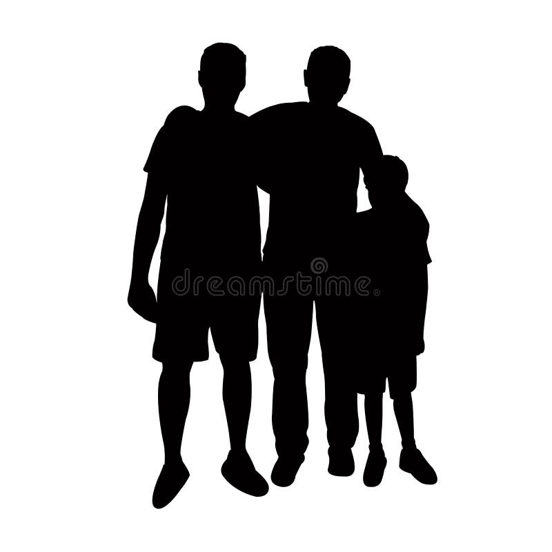 Three Young Men Standing Body, Silhouette Vector Stock Vector ...