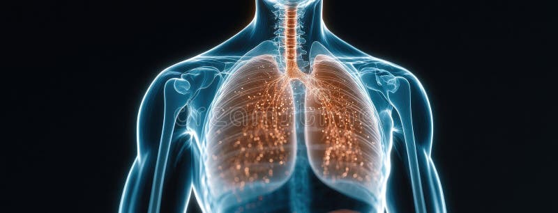Three Men Display Their Torso with Highlighted Lung Structures ...