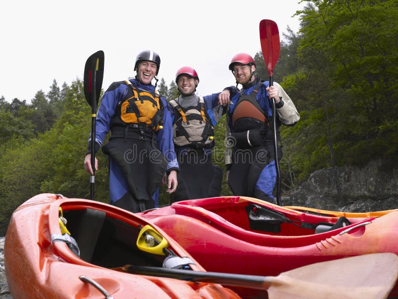 Men Carrying Kayak To River Stock Image - Image of boating, kayaking ...