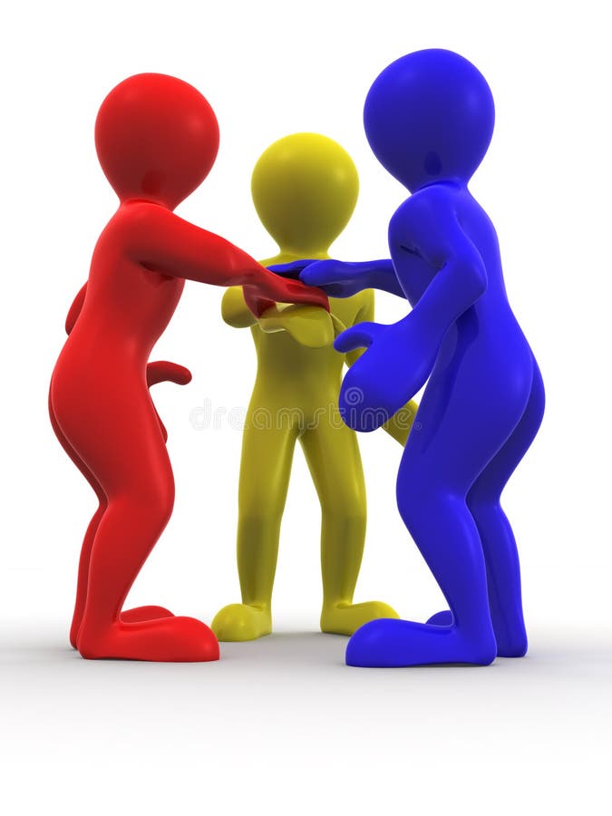 Three men. Teamwork stock illustration. Illustration of blue - 9119371