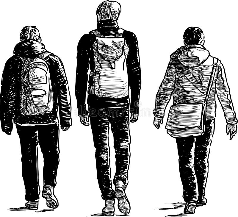 Three men stock vector. Illustration of back, moving - 40229387