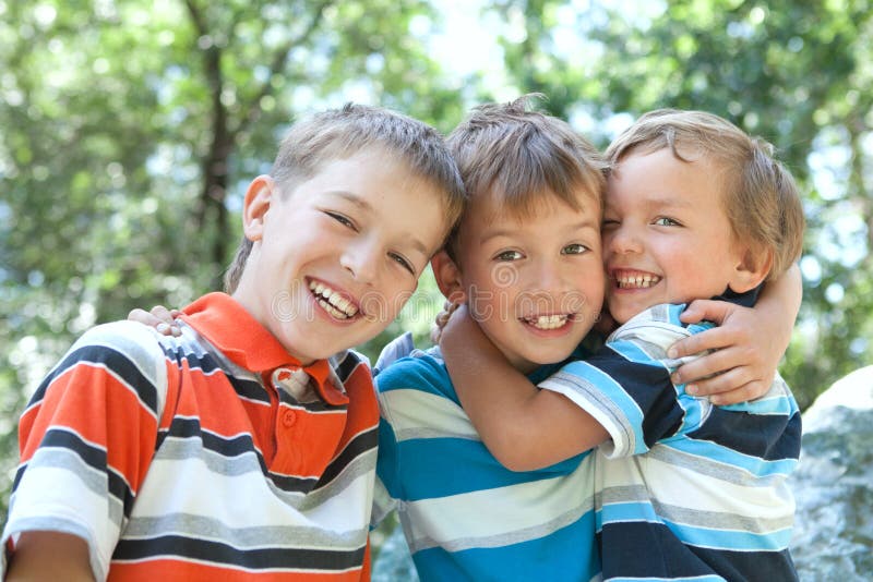 Three Boys stock photo. Image of male, buddies, picket - 6852722