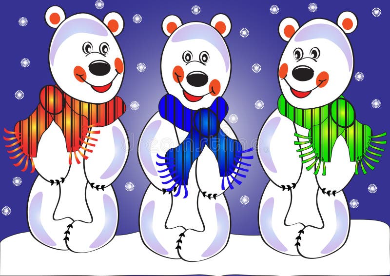 Three polar bears stock vector. Illustration of polar - 25778581