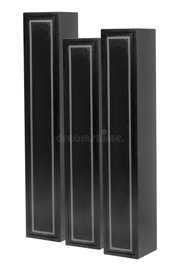 Row Big Metal Boxes with Professional Sound Equipment. Preparing for ...