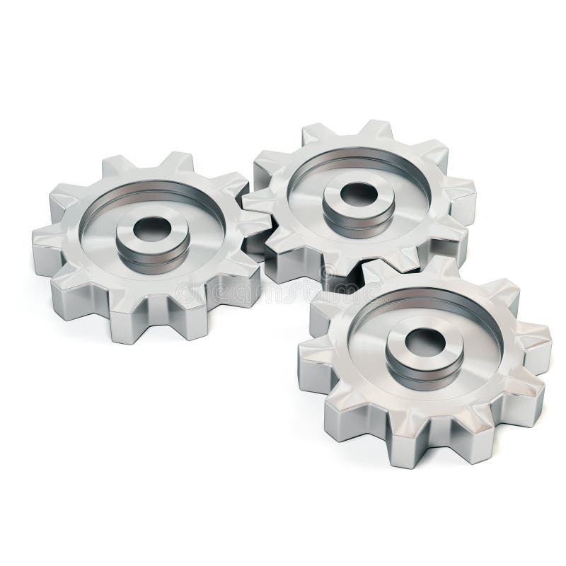 Three metal cog gears stock image. Image of isolated - 45123573