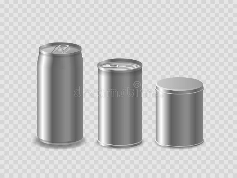 Three Metal Containers of Varying Sizes and Designs Isolated on ...