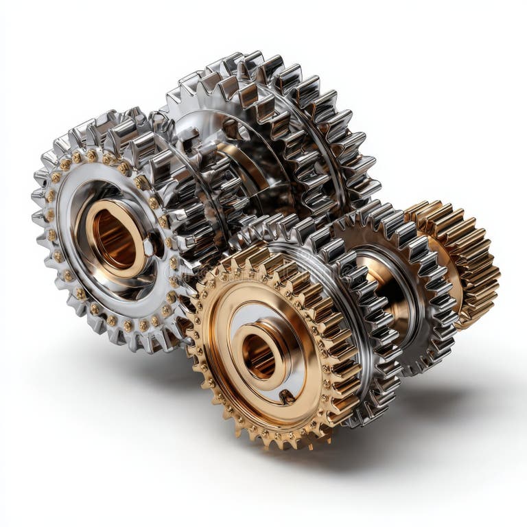 Three Metal Gears are Intricately Stacked upon a White Surface Stock ...