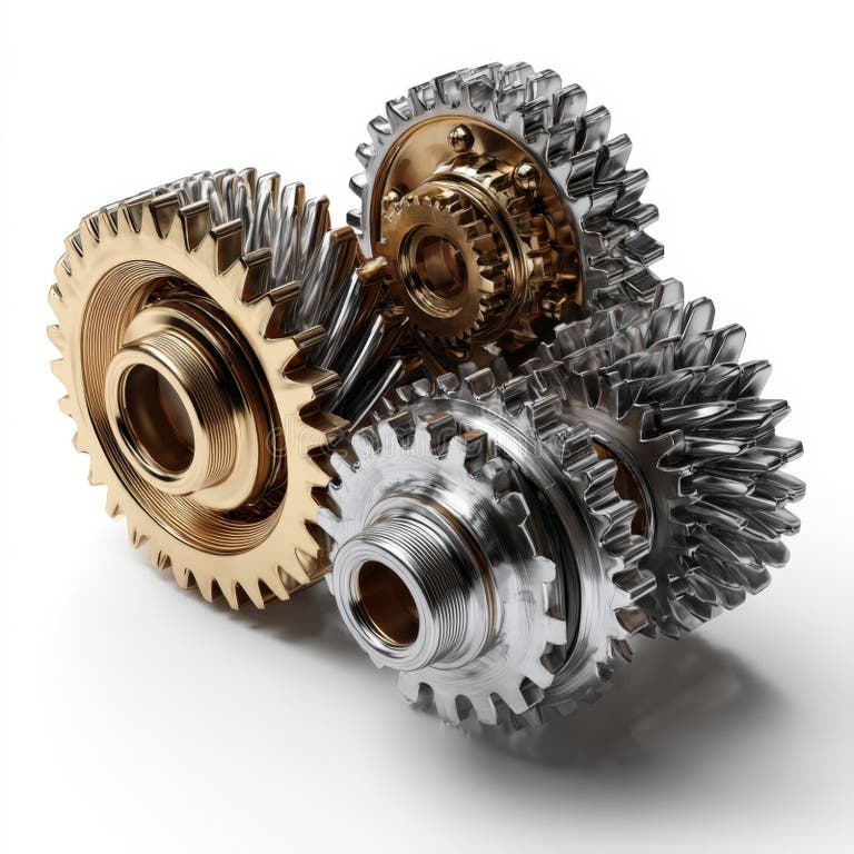 Three Metal Gears are Intricately Stacked upon a White Surface Stock ...