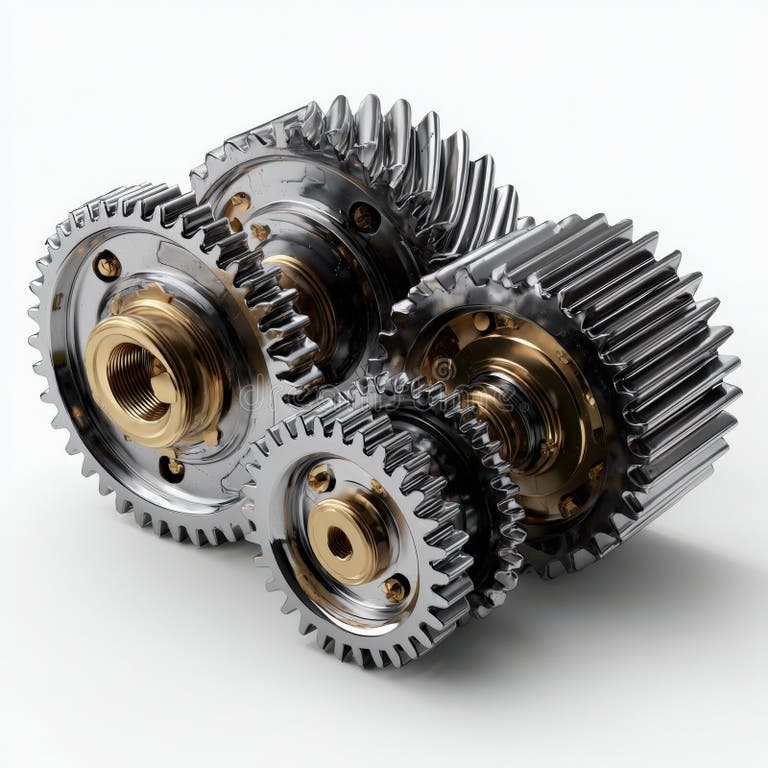 Three Metal Gears are Intricately Stacked upon a White Surface Stock ...