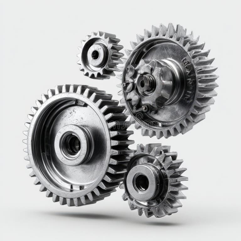 Three Metal Gears are Intricately Stacked upon a White Surface Stock ...