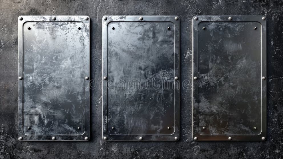 Three Metal Plaques Attached To a Wall, Suitable for Interior Design ...