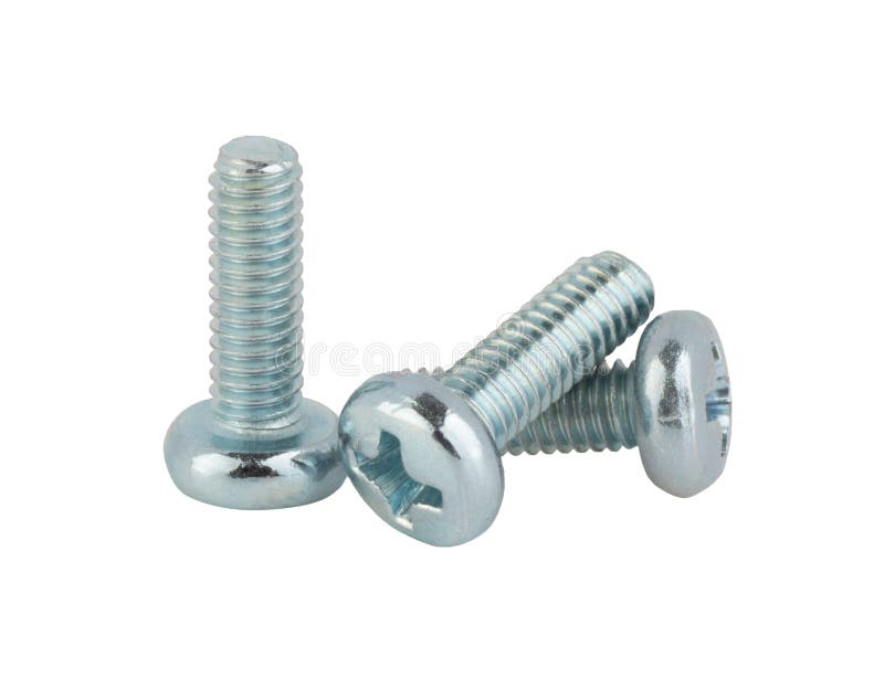 Three Metal Socket Screws Isolated on White Stock Image - Image of ...