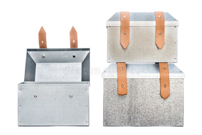 Three Metal Tool Box on White Background Stock Image - Image of shot ...