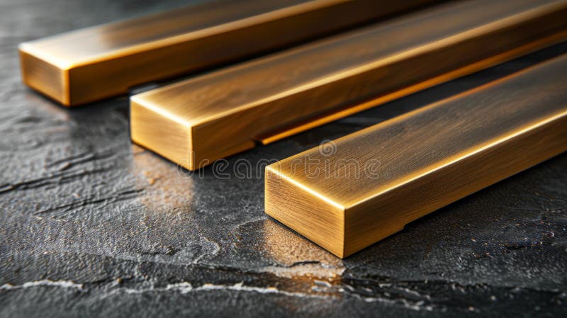 Three Metallic Bars on a Dark Textured Surface Stock Photo - Image of ...