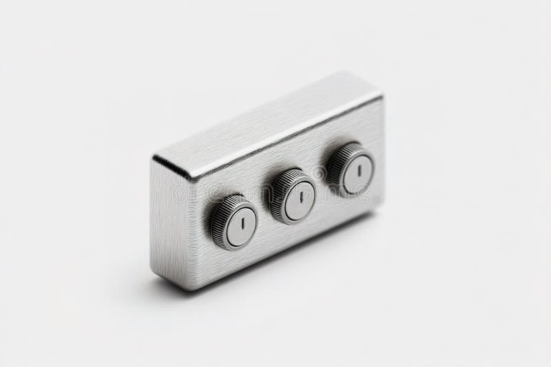 Three Metallic Control Switches Arranged on a Neutral Background for ...