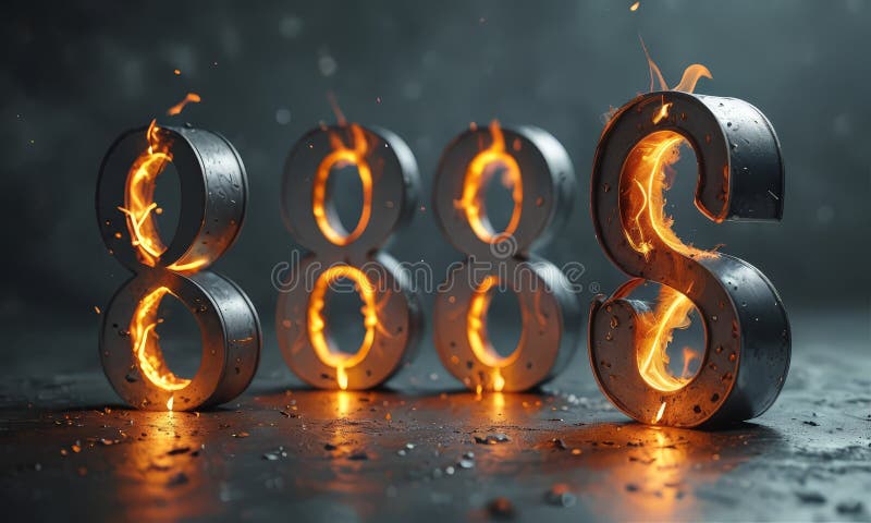 Three Metallic Letters, "8888S," are Arranged in Row, with the Left and ...