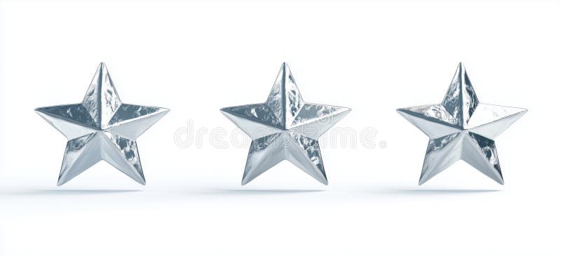 Three Metallic Stars in Minimalist Arrangement on White Background ...