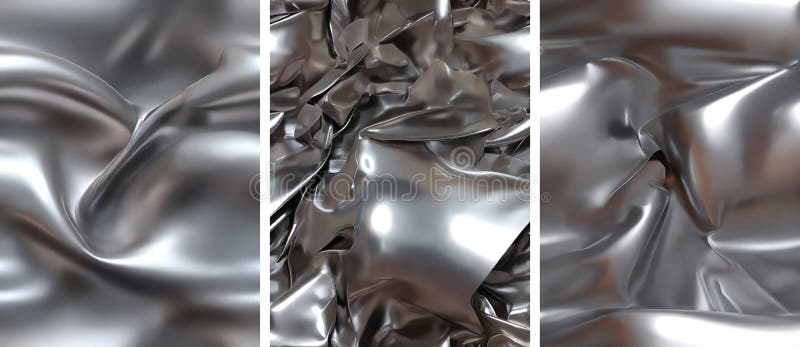 Three Metallic Wavy Creased Sheet Chrome Texture Background Stock Photo ...