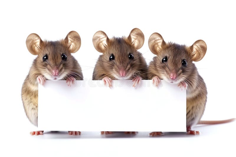 Three Mice Holding a Poster Stock Illustration - Illustration of ...