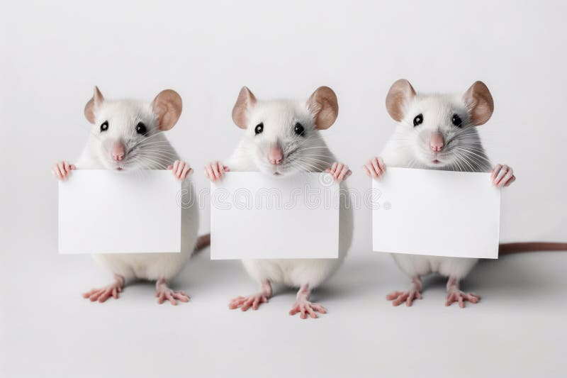 Three Mice Holding a Poster Stock Illustration - Illustration of ...
