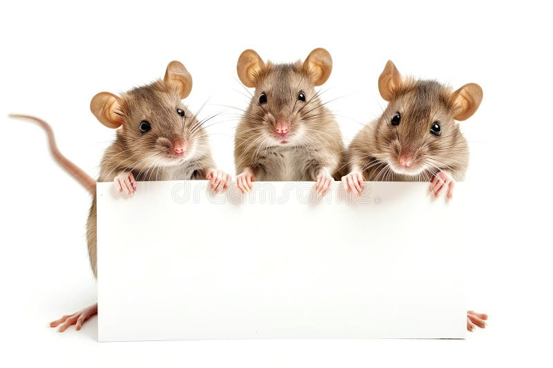 Three Mice Holding a Poster Stock Illustration - Illustration of cute ...