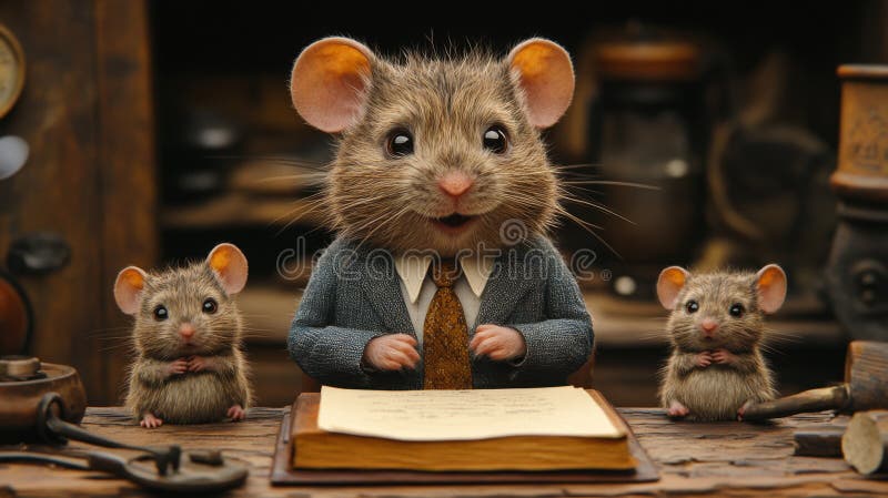Three Mice in a Meeting stock illustration. Illustration of work ...