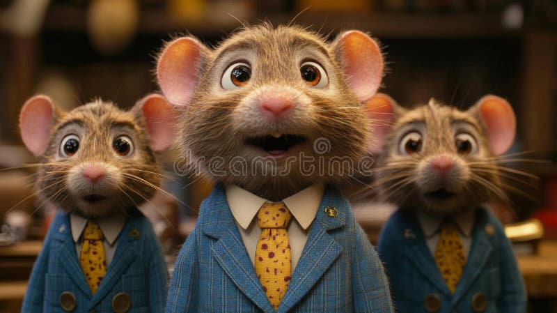 Three Mice in Suits stock illustration. Illustration of paws - 340421687