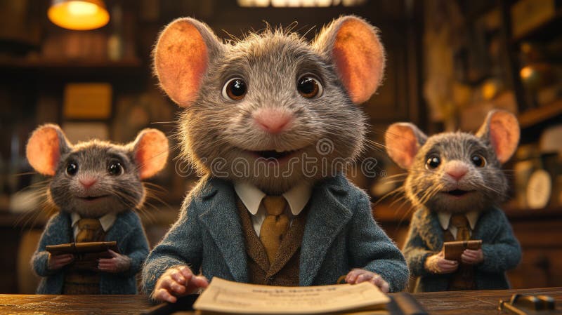 Three Mice in Suits stock illustration. Illustration of animal - 340421674