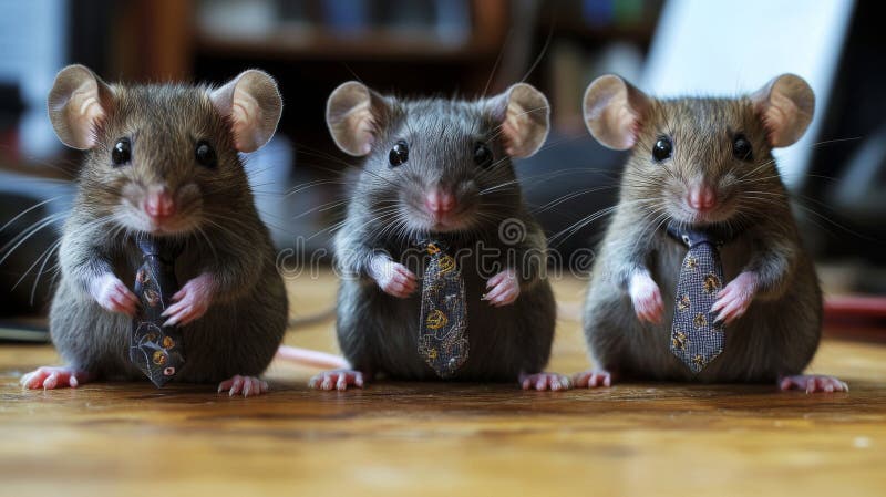 Three Mice in Suits stock illustration. Illustration of shallow - 340421685