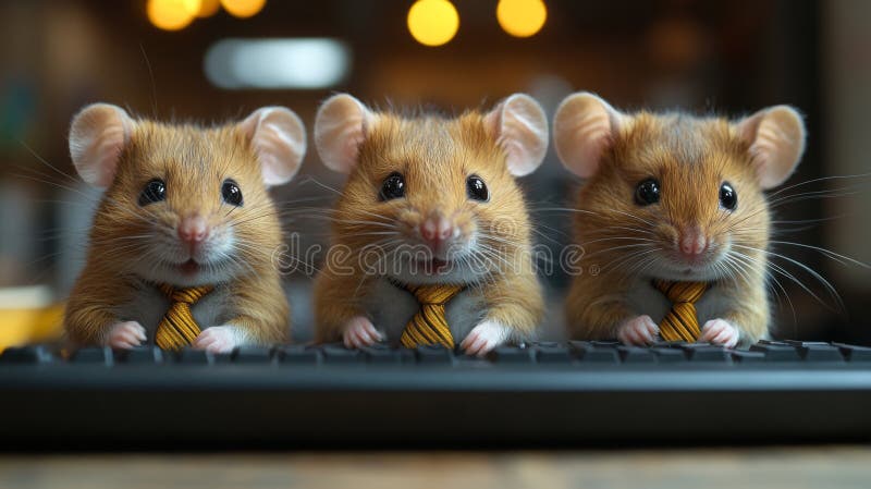 Three Mice in Suits Working on a Keyboard Stock Illustration ...