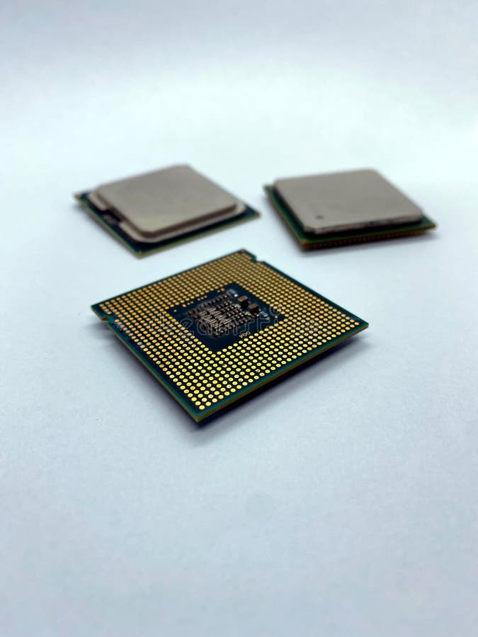 Three Micro Processors Closeup View Isolated on White Stock Image ...