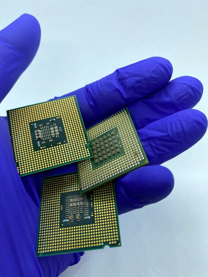 Microchip on a Metall Plate Stock Photo - Image of automation ...