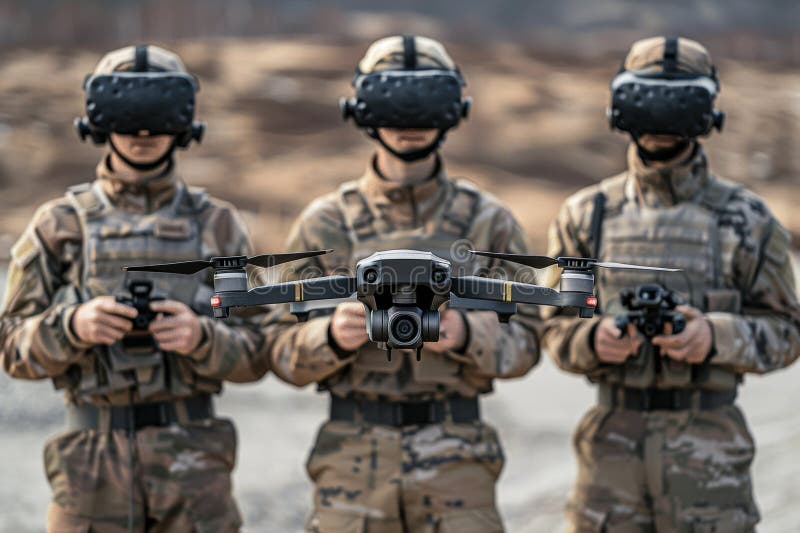 Three Military Operators in Virtual Reality Glasses Control a ...