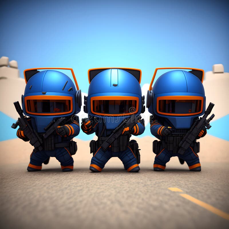 Three Mini Plastic Cat Figures in Combat Gear and Helmets. AI Generated ...