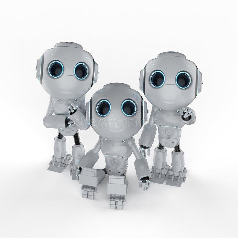 Three mini robots stock illustration. Illustration of mini - 132509787