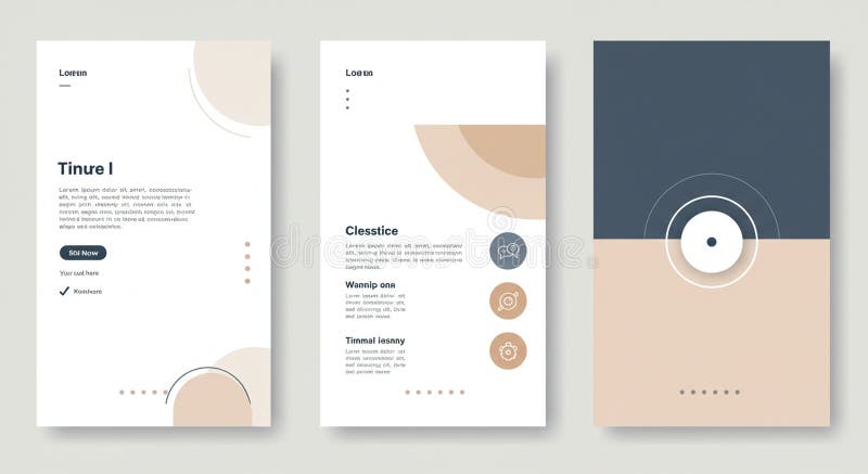 Three Minimalist Mobile App Interface Designs are Displayed Side by ...