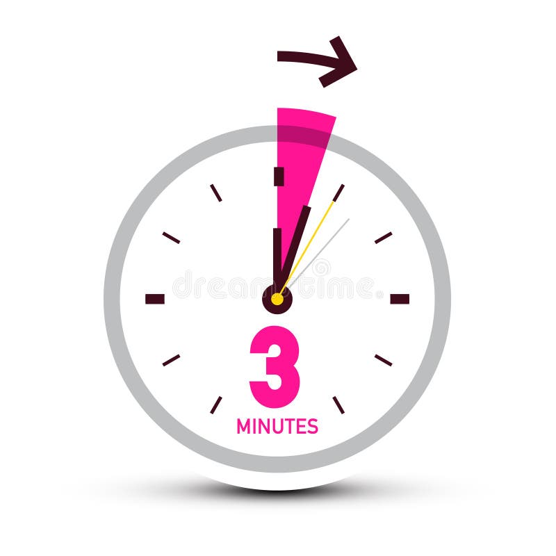 Three 3 Minutes Clock Icon with Arrow Stock Vector - Illustration of ...