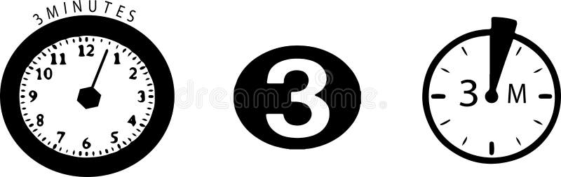 3 Minutes Icon Clock Face Ith Three Minute Symbol Stock Vector ...