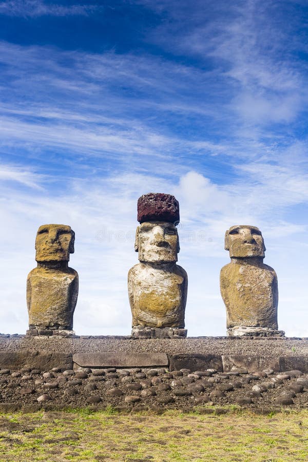 Three Moai Statues in a Row Stock Photo - Image of moai, statues: 72975338