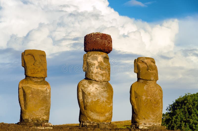 Three Moai View stock image. Image of stone, rapanui - 82303969