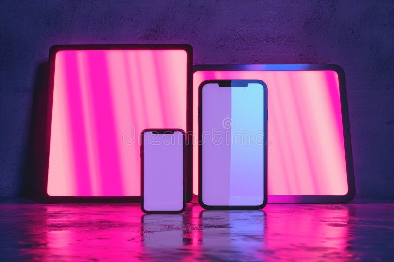 Three Mobile Devices Placed Side by Side on a Table, Ready for Use ...