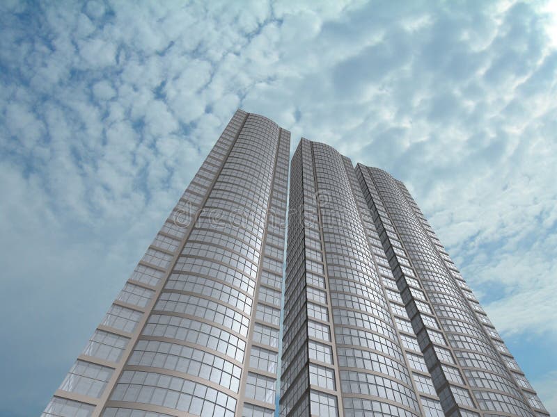 Three Modern Buildings (3D). Stock Illustration - Illustration of ...