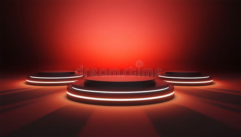 Three Modern Dark Red Product Display Platforms Stock Illustration ...