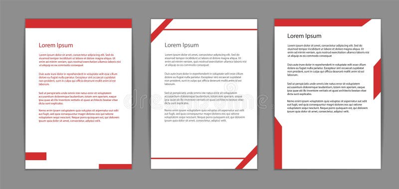 Three Modern Document Templates with Red Accents. Each Template ...