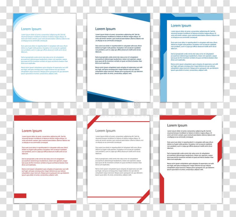 Three Modern Document Templates with Red and Blue Accents. Each ...