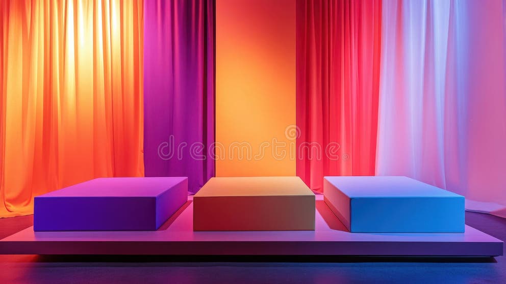 Three Modern Rectangular Podiums in Varying Heights.Generative AI ...