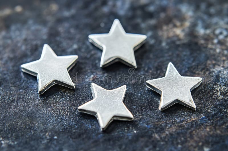 Three Modern Silver Stars, Distinguished by Their Metallic Design and ...