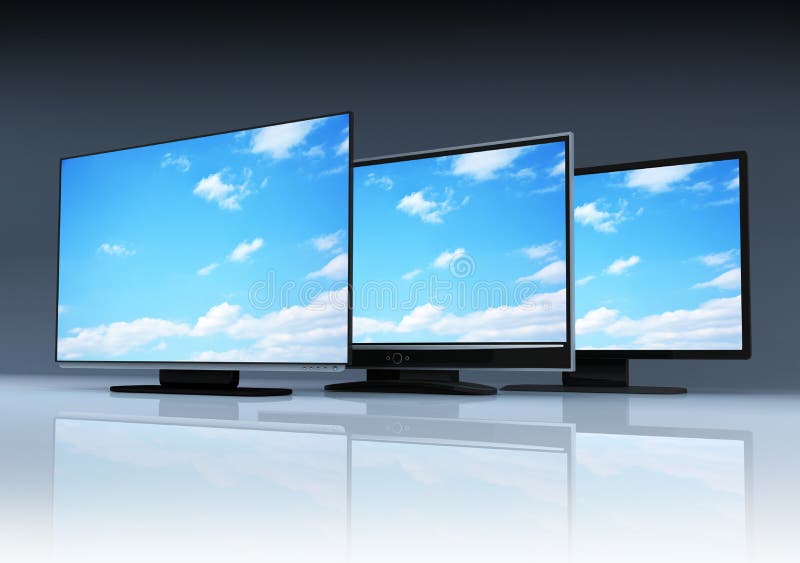 Three modern TV stock illustration. Illustration of flatscreen - 61067422